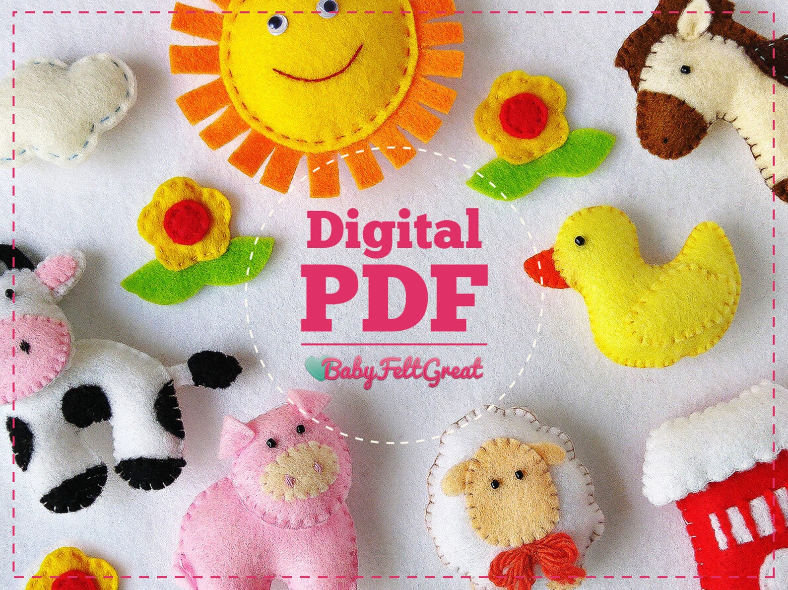 Baby Mobile Pattern, Felt Farm Animals Pattern, Digital PDF, Felt ...