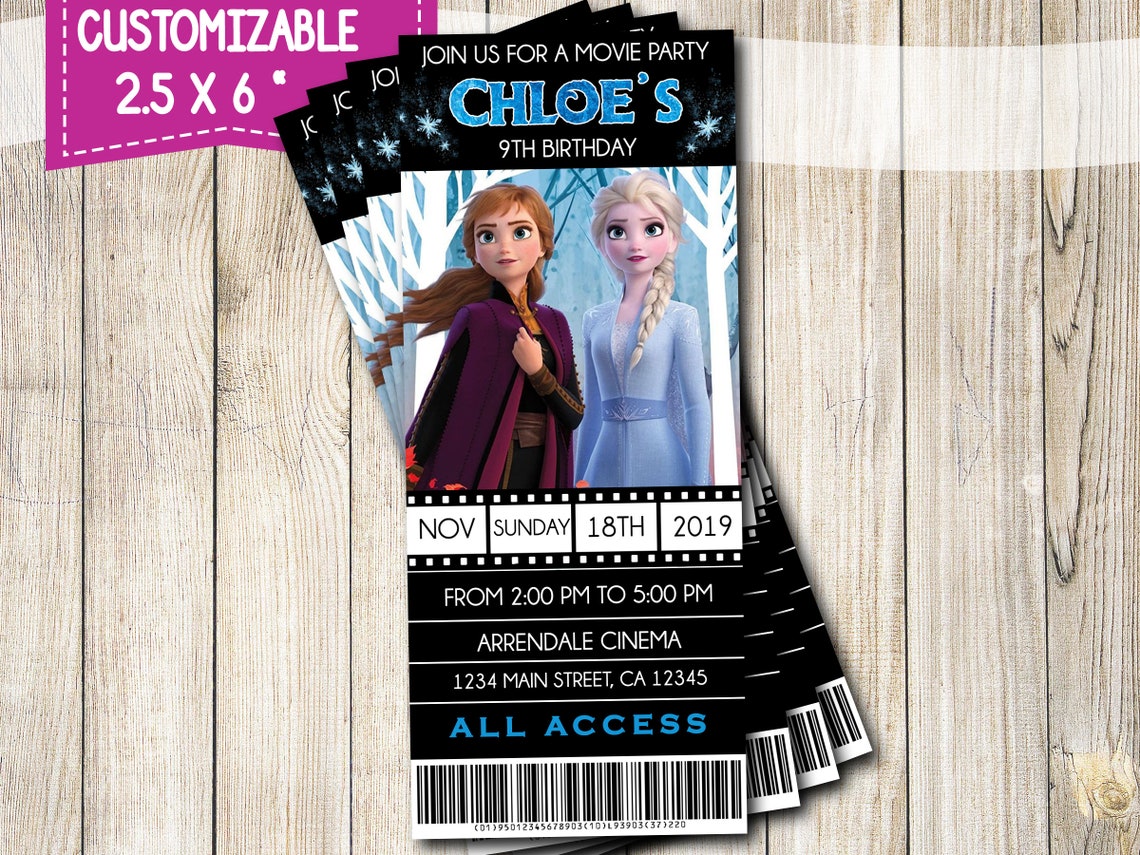 Frozen 2 Invitation Frozen 2 Movie Ticket Frozen 2 Movie | Etsy