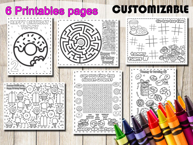 Donuts Coloring Pages Donuts Party Favors Donuts Birthday | Etsy