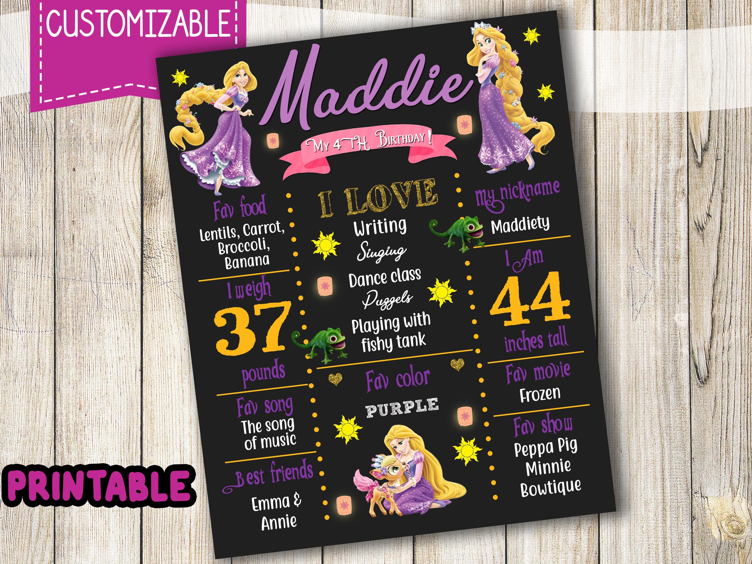 Tangled Rapunzel Printable Rapunzel Any Age Birthday - Etsy