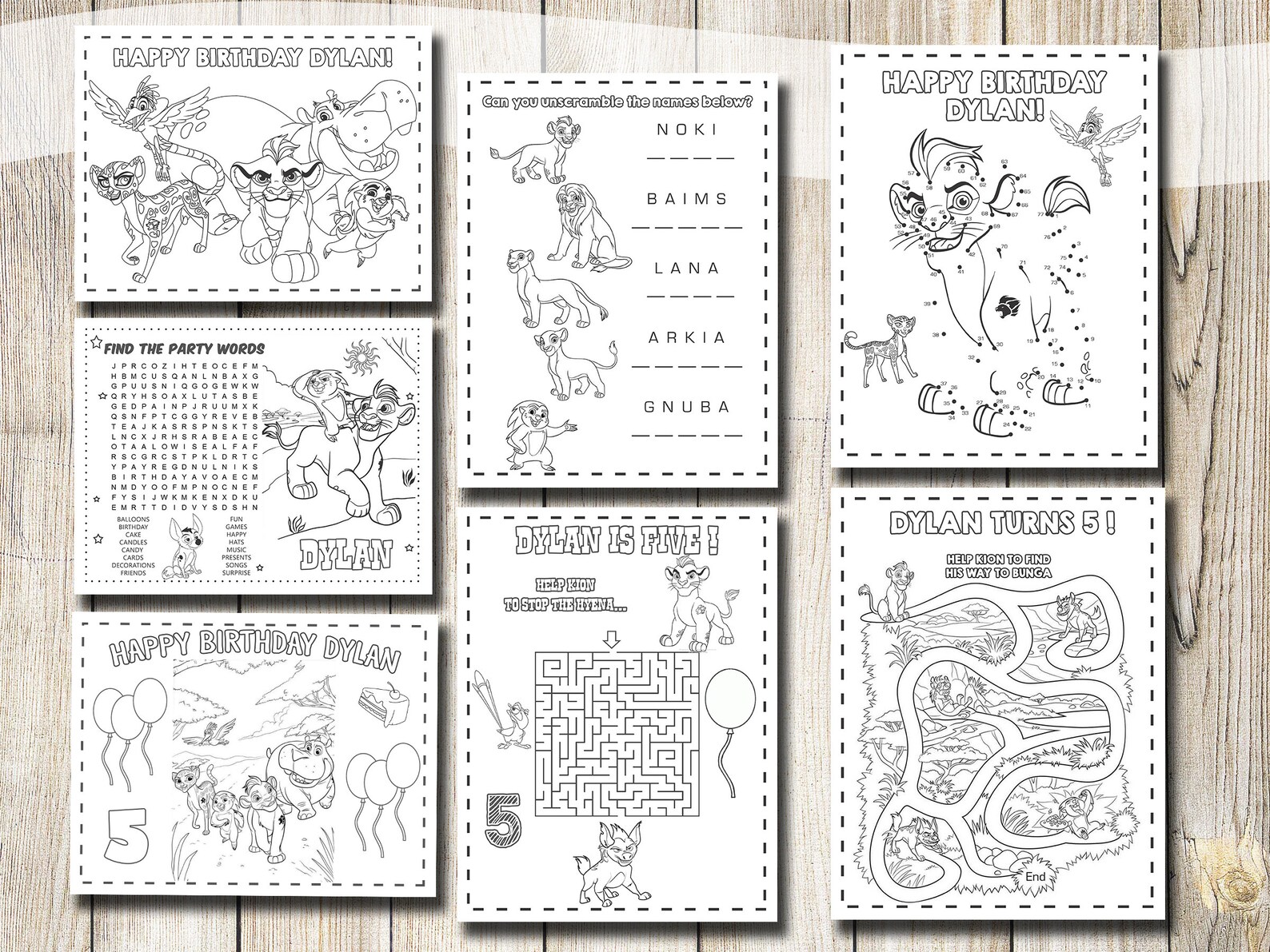 Kion Coloring Pages Kion Party Favors Kion Birthday - Etsy