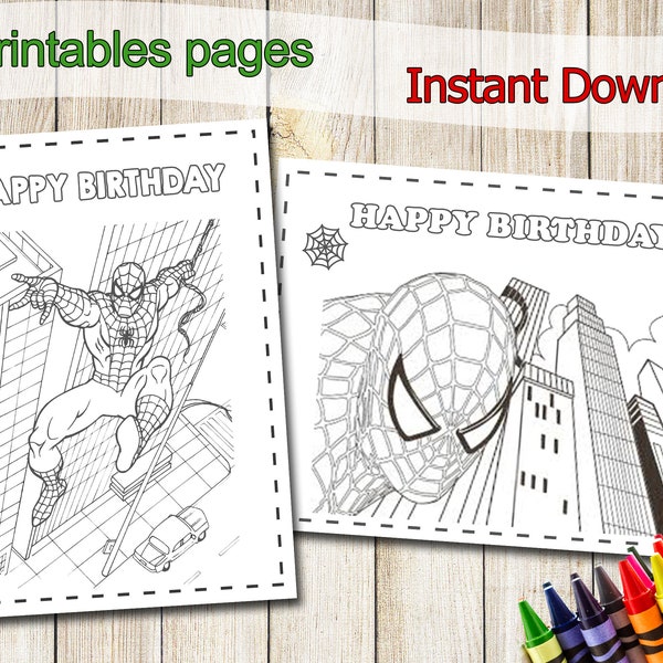 Spiderman Birthday Coloring Sheet - Etsy