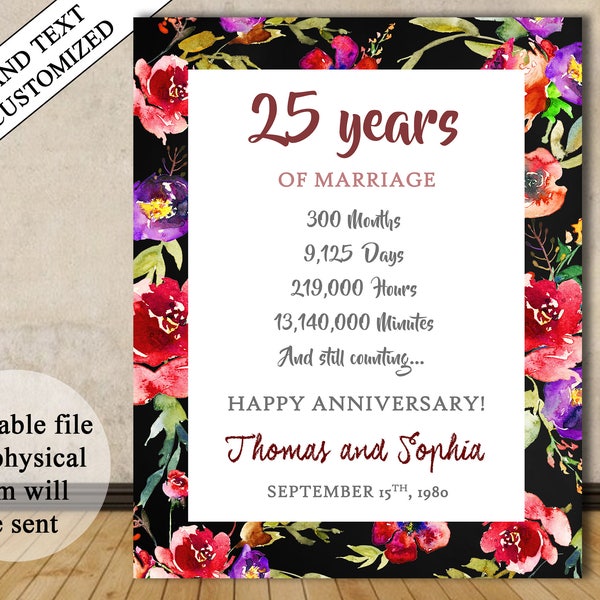 25th Wedding Anniversary Poster - Etsy