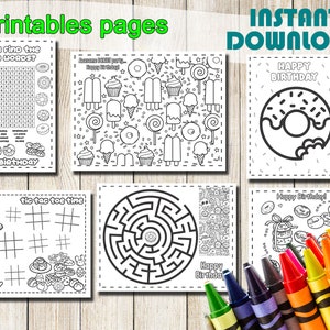 Donuts Coloring Pages, INSTANT DOWNLOAD, Donuts Gift Favors Party ...