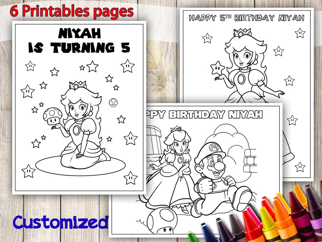 Princess Peach Coloring Pages, Party Favors, Mario Peach Birthday ...