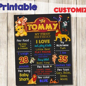 Lion King Birthday Chalkboard Sign Poster Printable Any Age, Banner ...