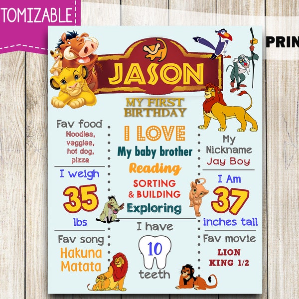 1st Birthday Lion King Poster - Etsy