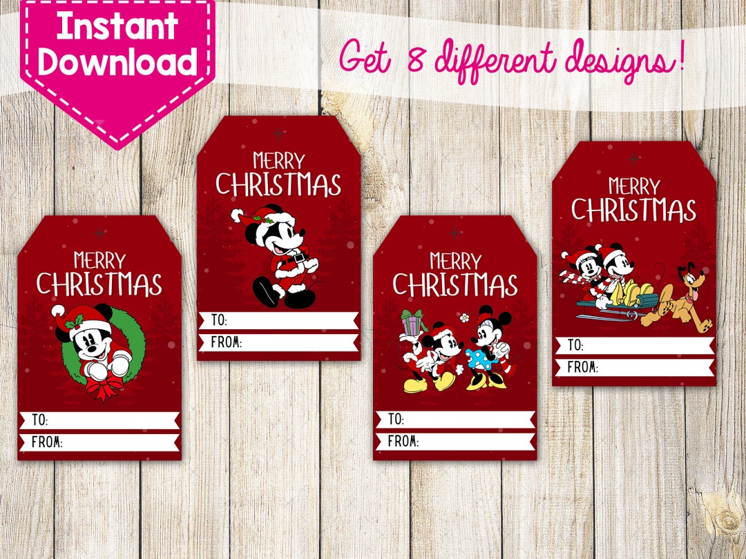 Classic Mickey Christmas Gift Tags, Bundle Printable Tags, Holiday Gift ...