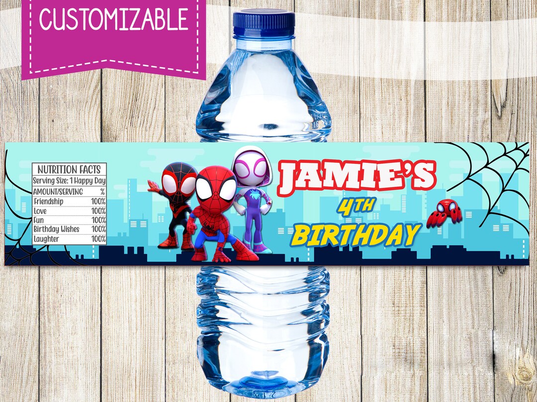Spidey and His Amazing Friends Water Bottle Labels, Party Label, Spidey ...