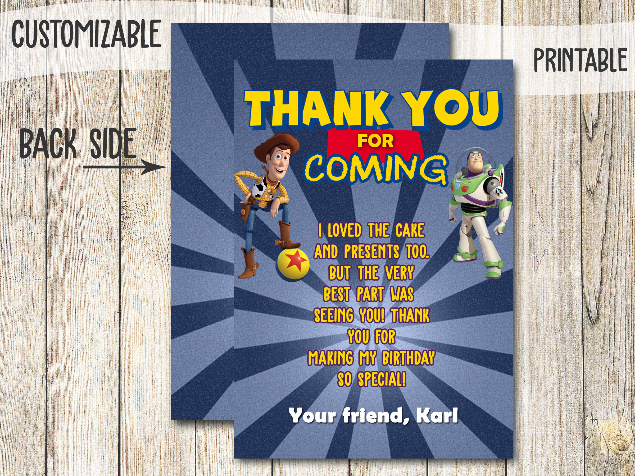 Toy Story Thank you card Toy Story Thank you note Toy Story | Etsy