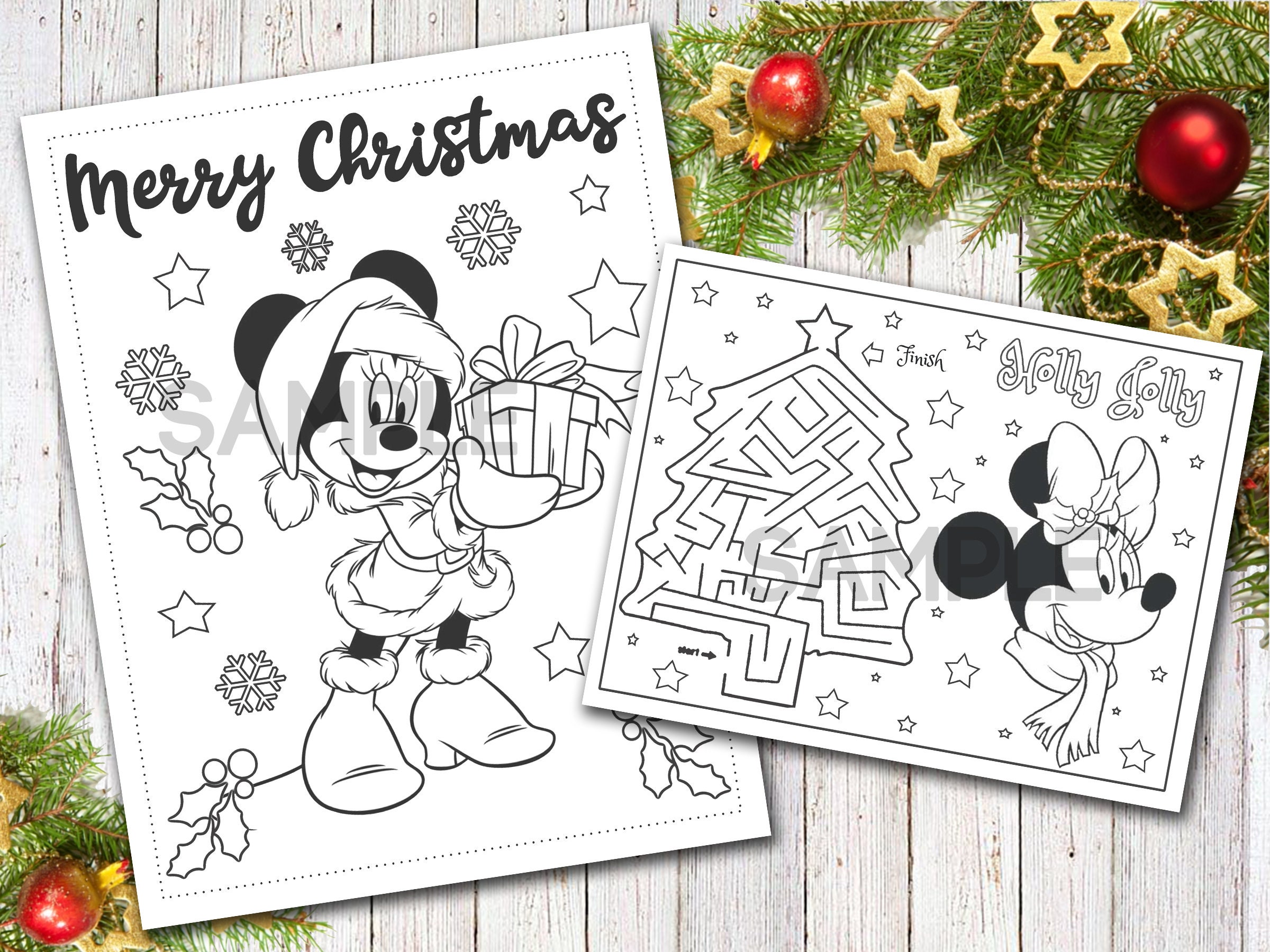 Mickey Minnie Christmas Coloring Pages