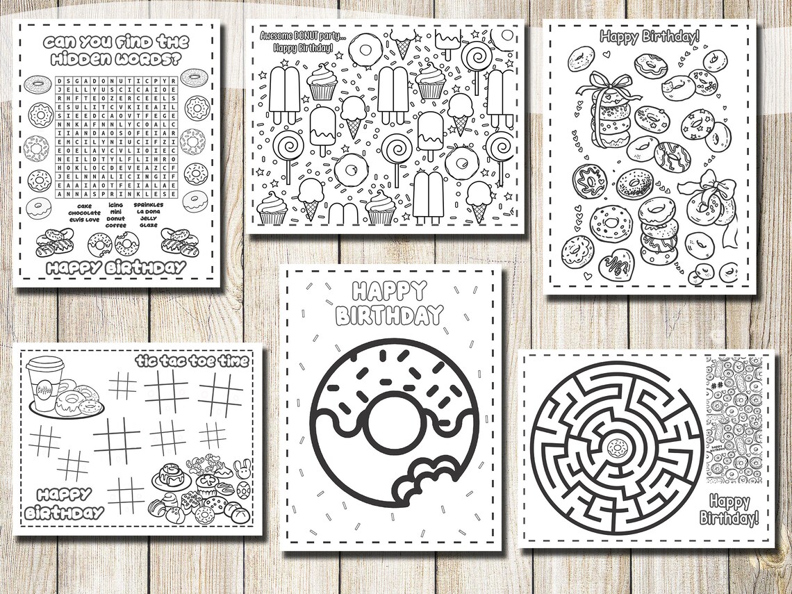Donuts Coloring Pages INSTANT DOWNLOAD Donuts Gift Favors | Etsy