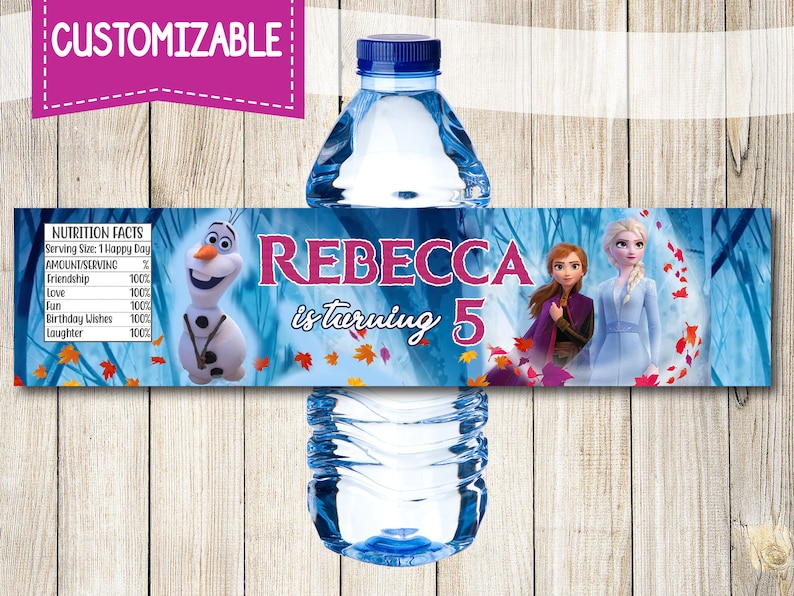 Frozen Water Bottle Labels Frozen Party Label Anna Elsa Etsy