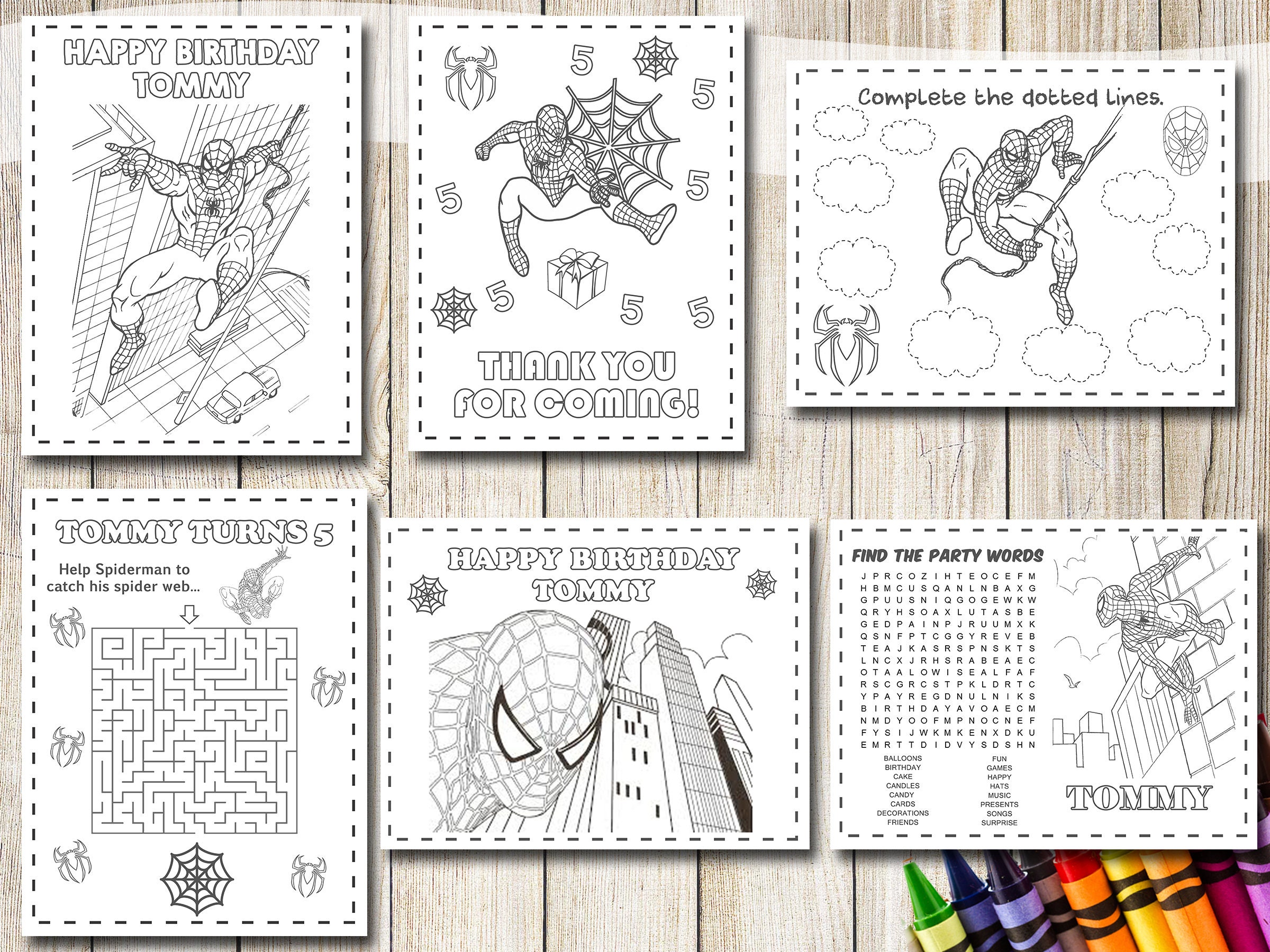 Spiderman Coloring Pages Spiderman Party Favors Spiderman - Etsy Australia