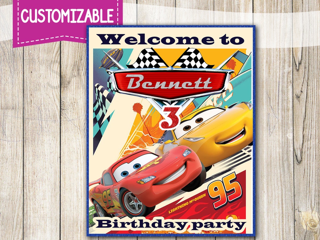 Cars Welcome Board, Cars Birthday Poster, Cars Welcome Sign, Cars ...
