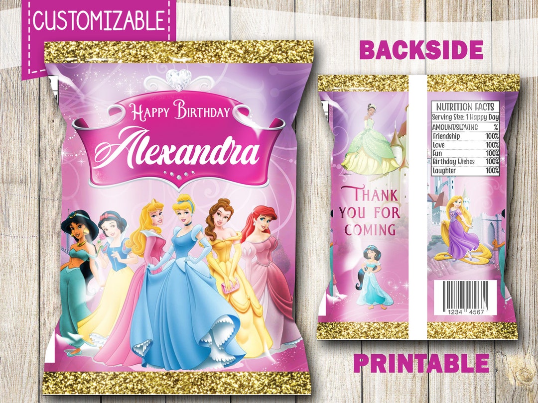 Disney Princess Personalized Chip Bags Disney Princess Party - Etsy Canada
