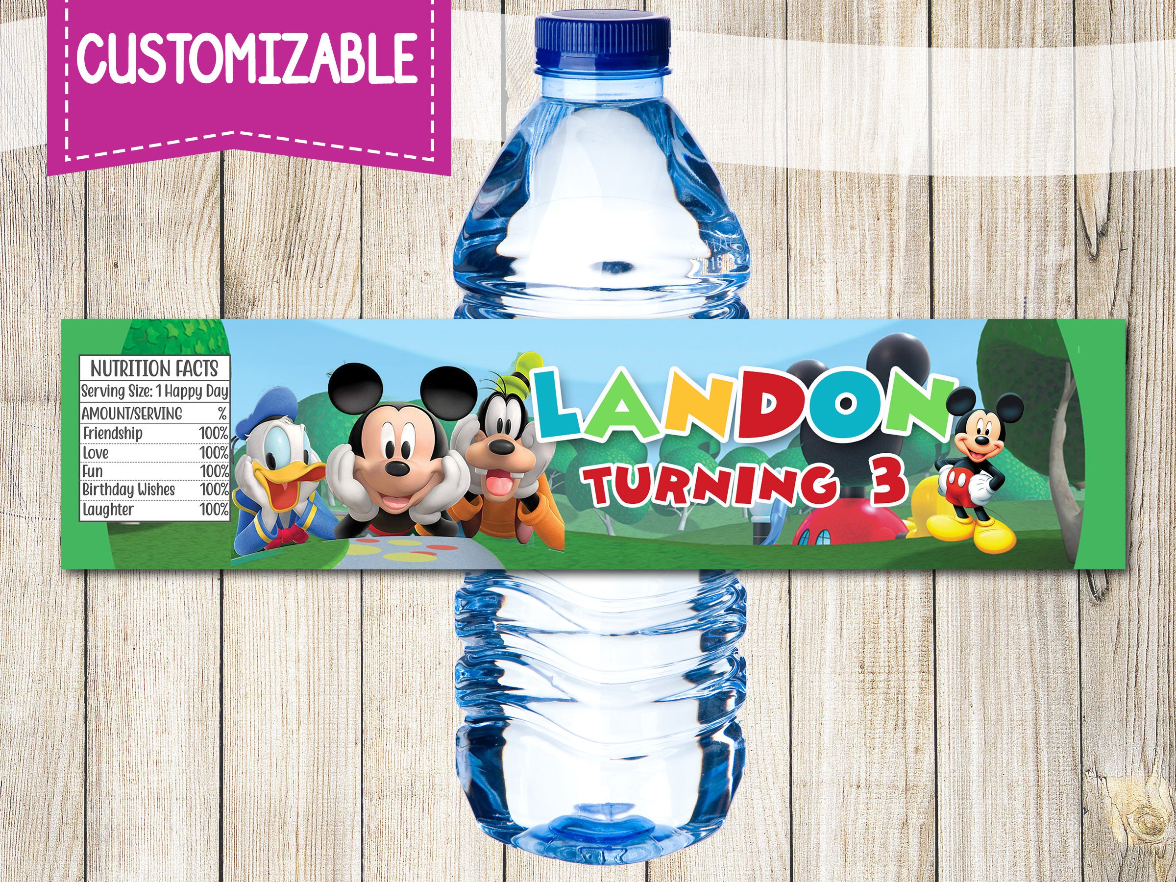Mickey Mouse Water Bottle Labels Mickey Mouse Party Label - Etsy España