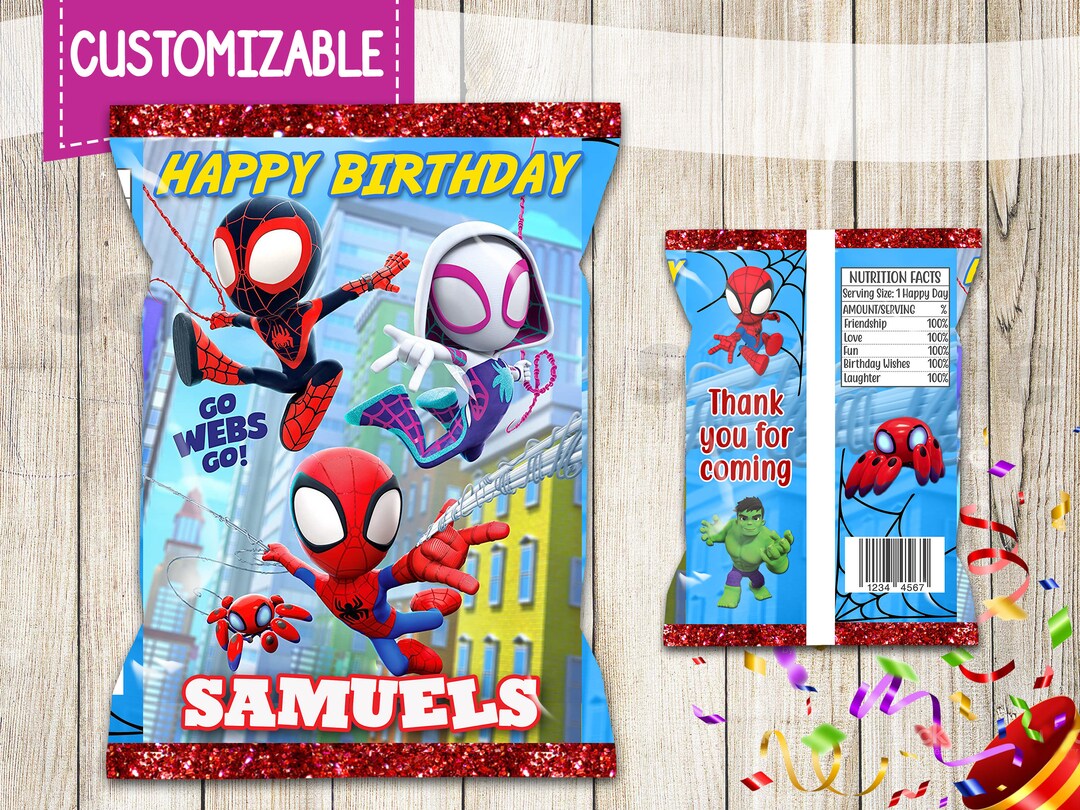 Spidey and His Amazing Friends Personalized Chip Bags Spidey - Etsy Canada
