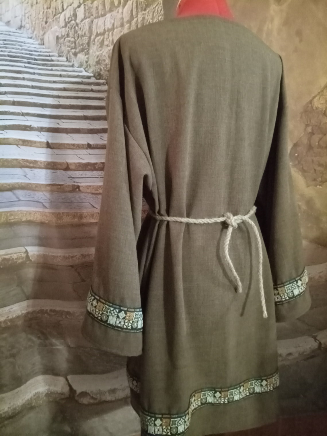 Shepherd's Toga: Brown Mid Length Costume With Vintage Trim (size ...