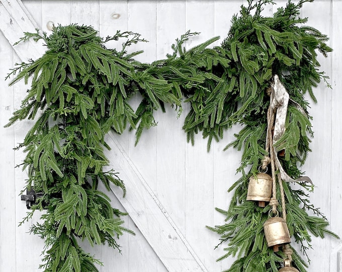 Authentic Artificial Real Touch Norfolk Pine & Juniper Mix Garland 9 ...