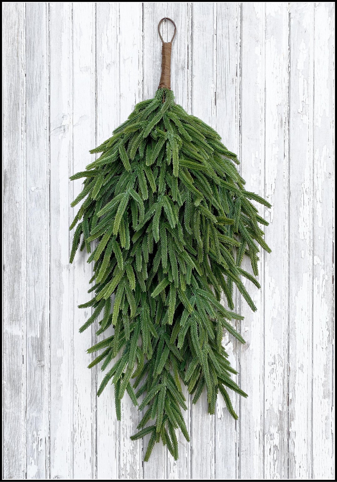 Artificial Real Touch Norfolk Pine Teardrop Swag. 30". Quality. Luxury ...