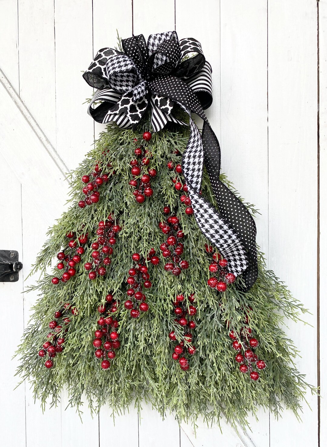 One of A Kind. Real Touch Cedar Sprig Christmas Tree Swag Wreath ...