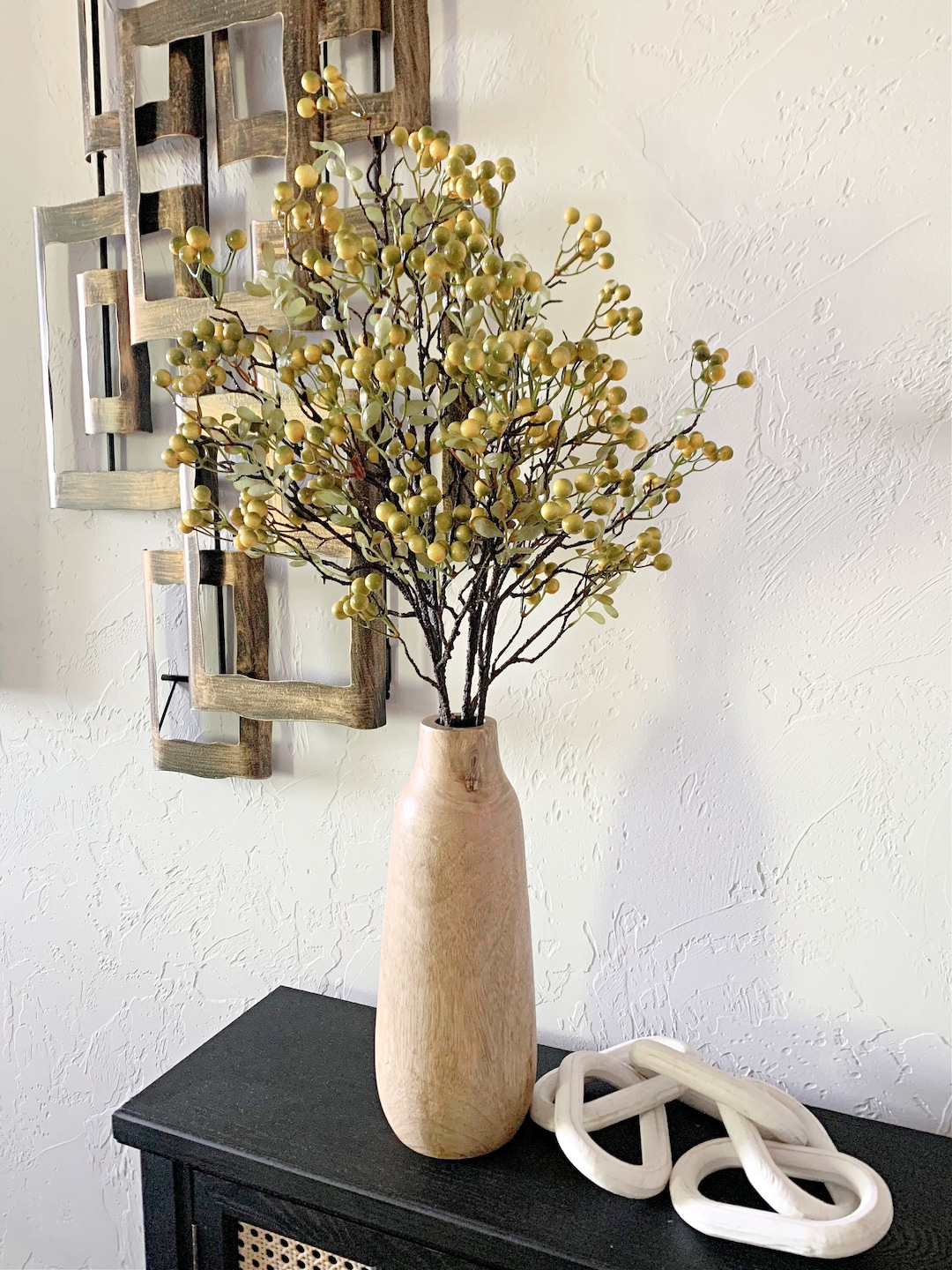 One Artificial Berry Branch Yellow Realistic Faux Stem Fortune Fruit 27 ...