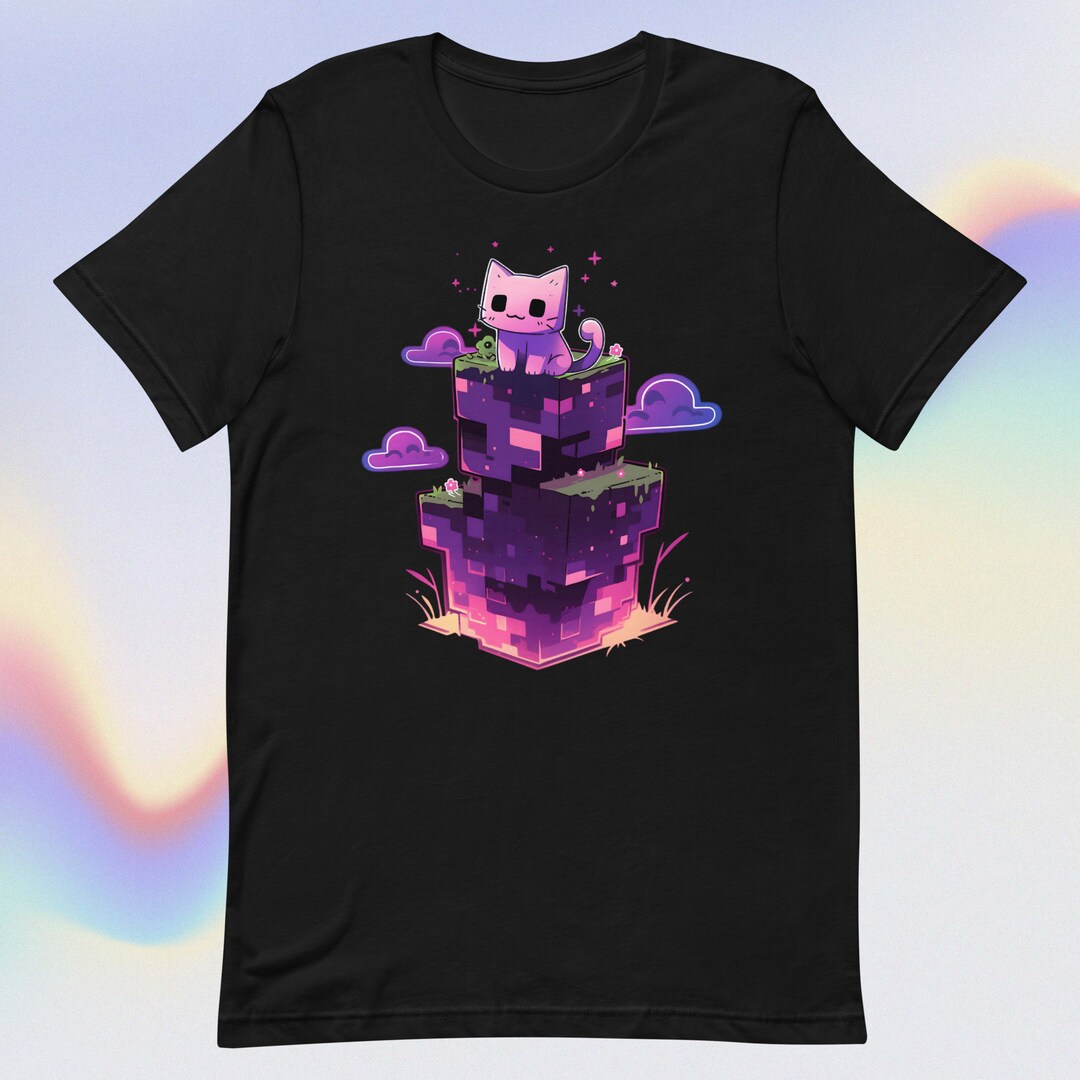 Minecat Cute Minecraft Art T-shirt, Minecraft Cat T-shirt, Minecraft ...