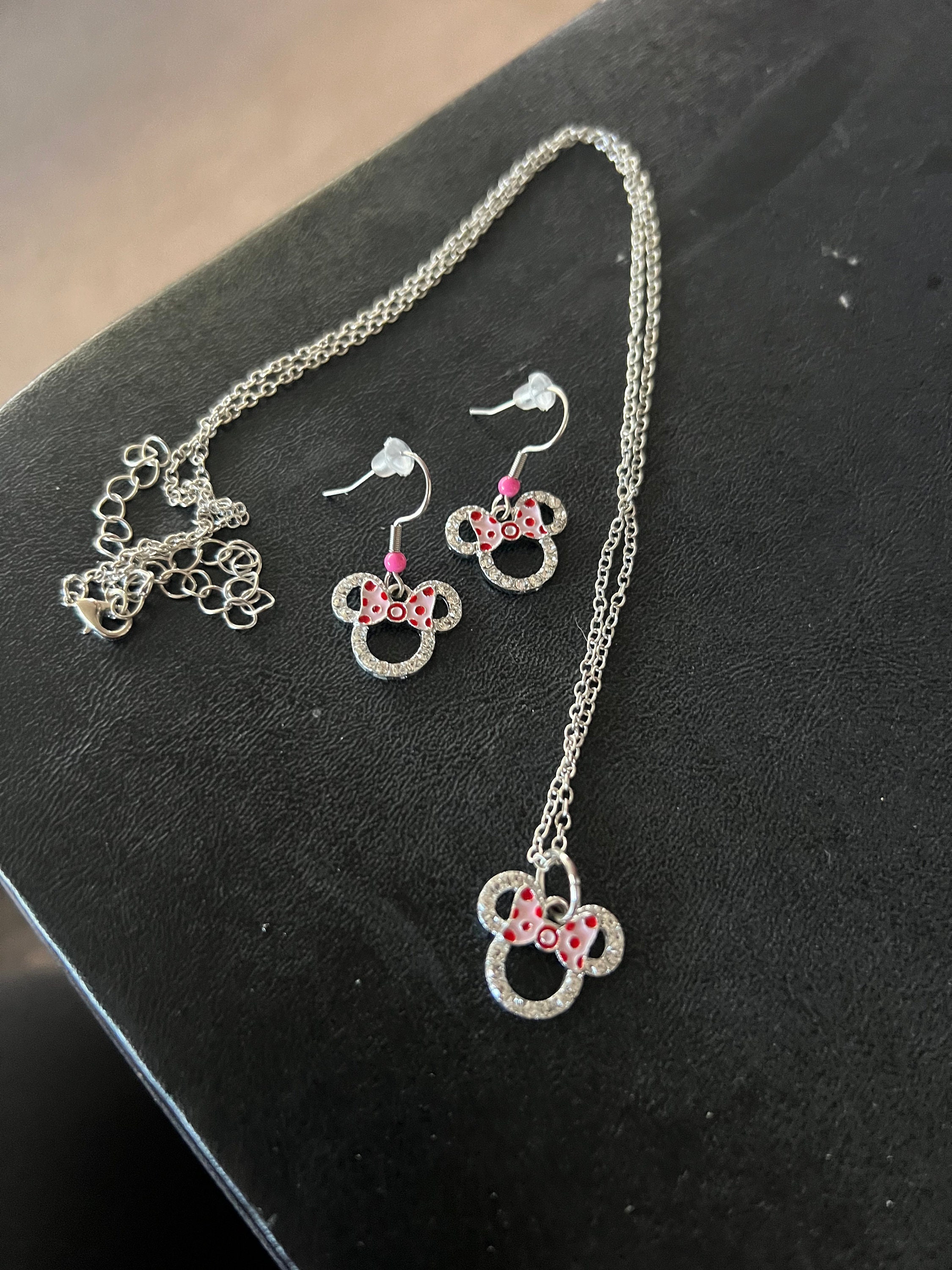 Minnie Mouse Neckless and One Pair of Earings - Etsy