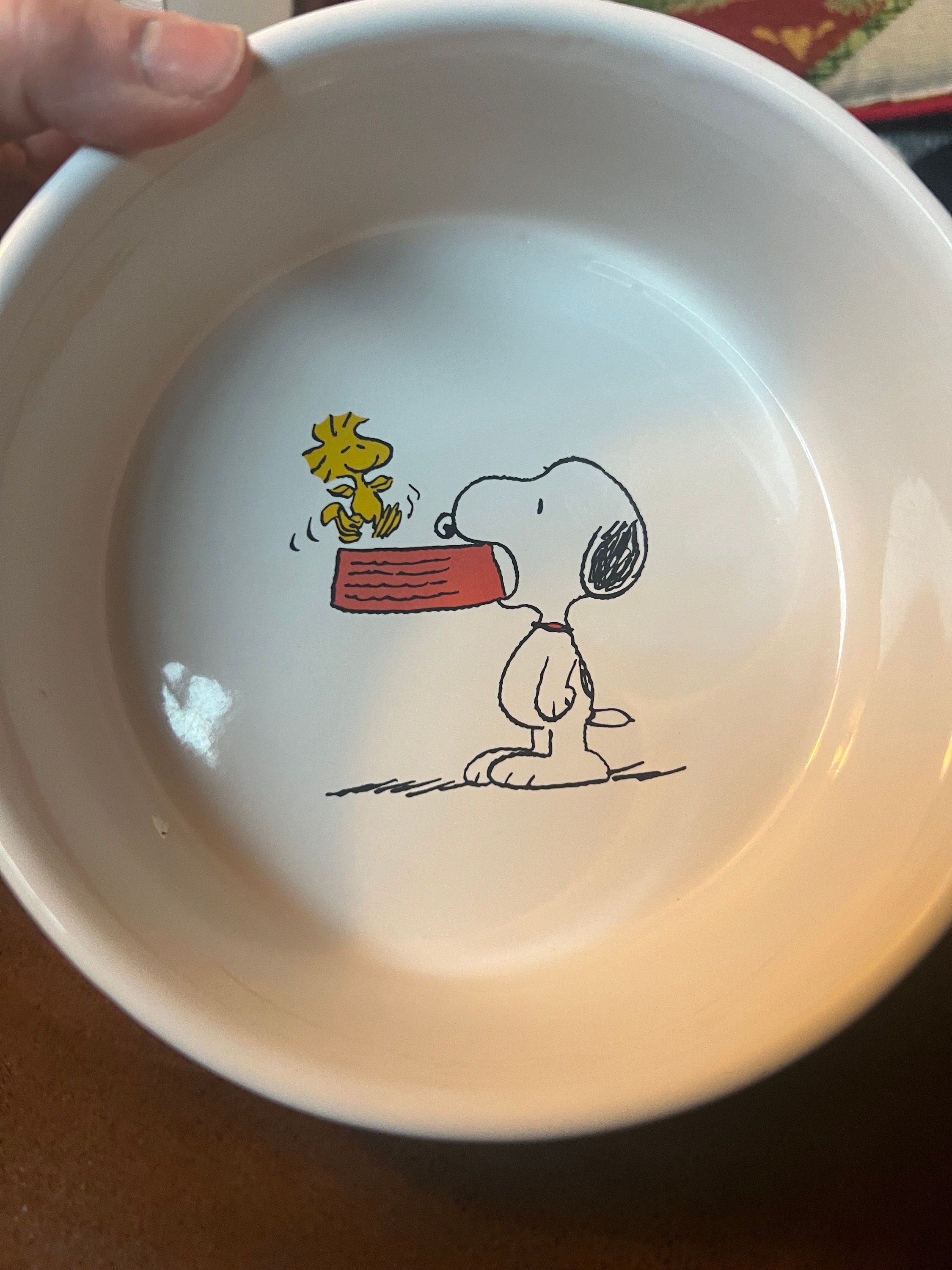 Peanuts Snoopy Woodstock Charlie Brown Round Pet Meal Water Stoneware ...