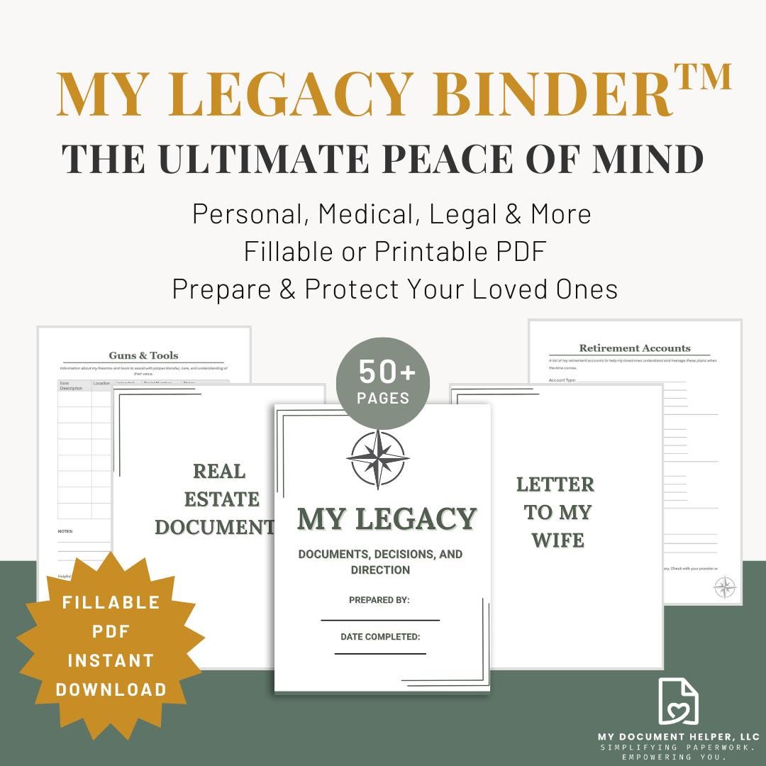 My Legacy Binder™ — Men's Life Organizer & Essential Documents Binder ...