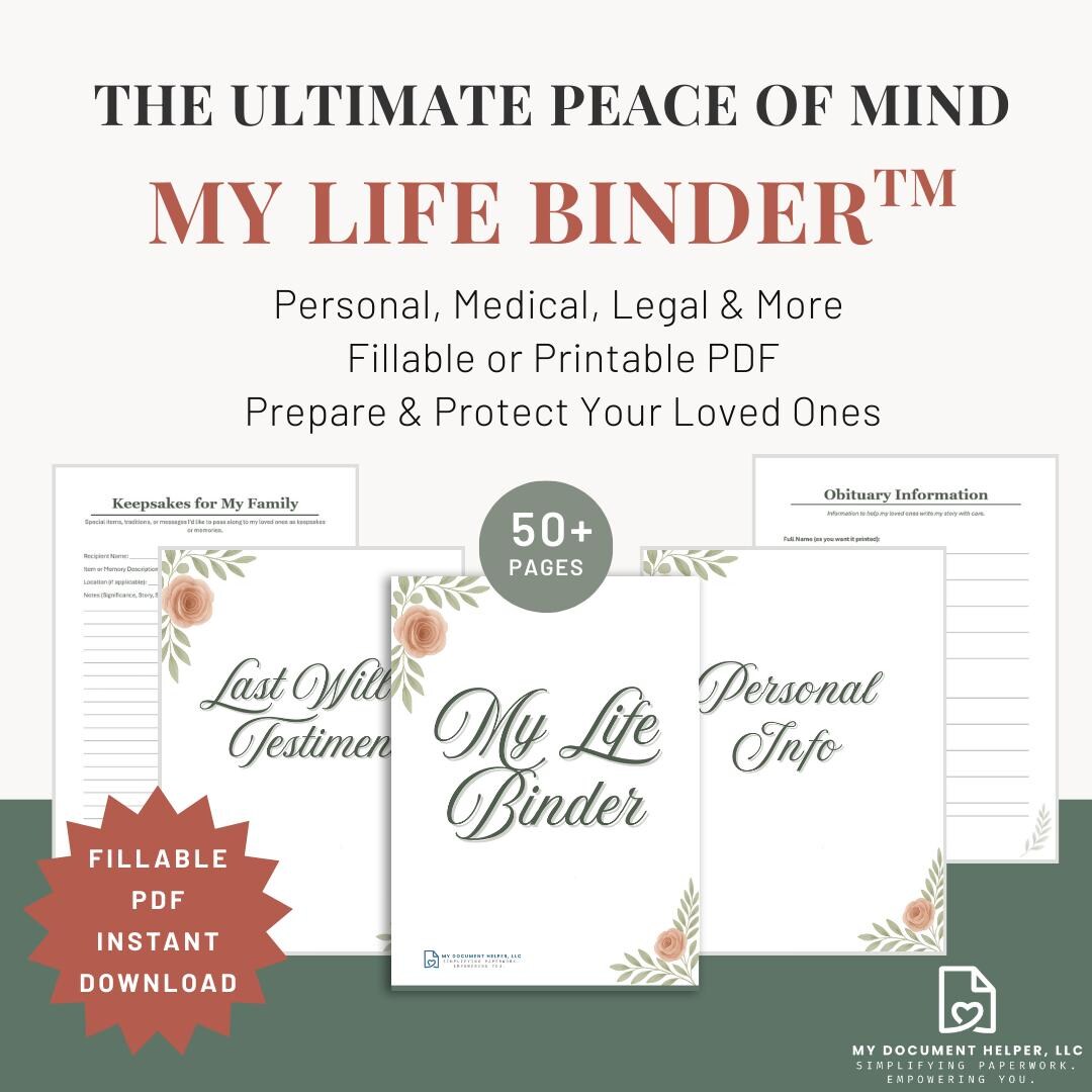 My Life Binder™ | Easy Printable Life Organizer for Seniors & Families ...