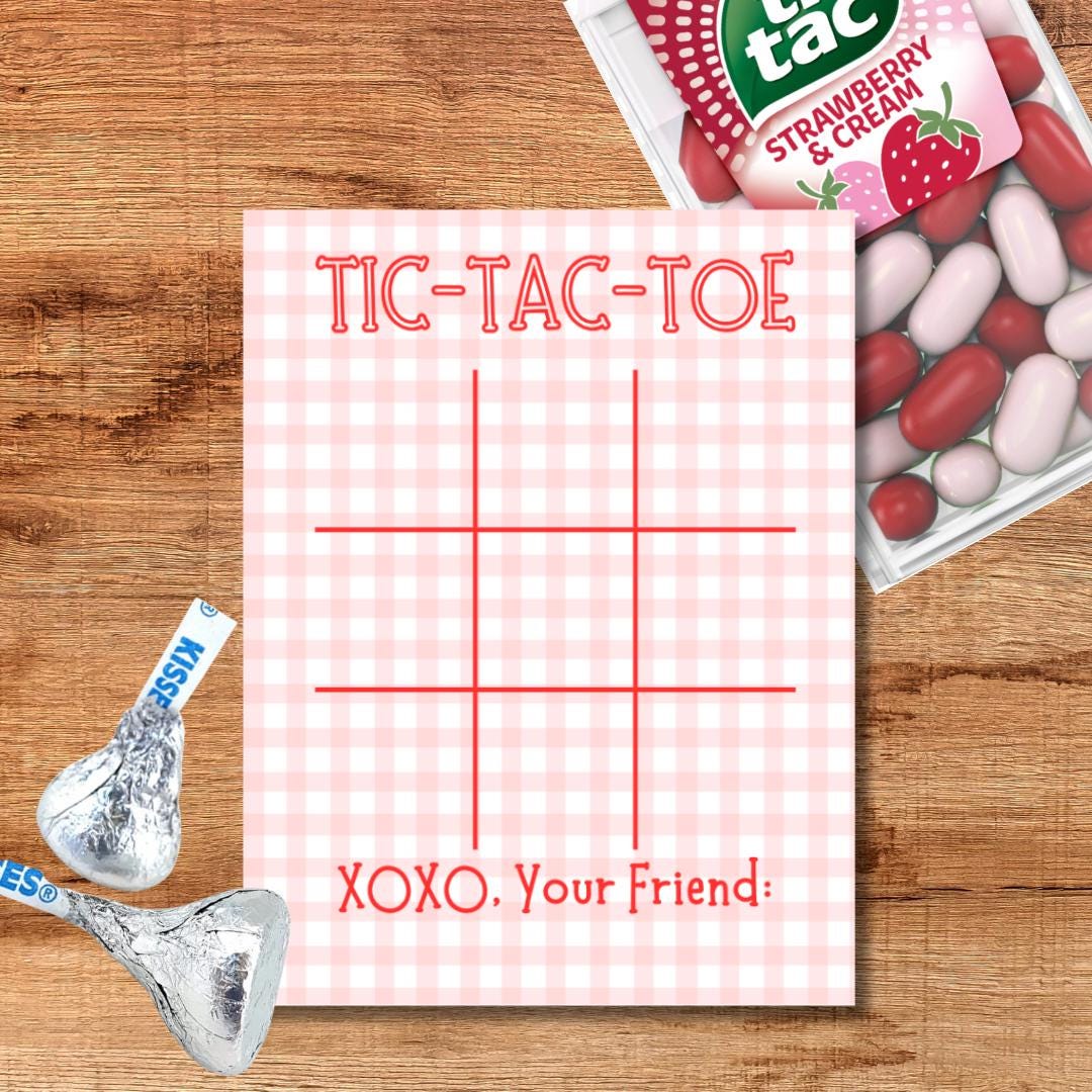 Printable Classroom Valentines Day Card Tic Tac Toe Valentine Card ...