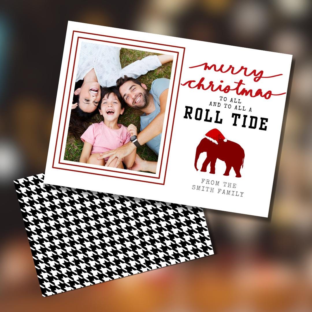 Alabama Christmas Card Roll Tide Christmas Crimson Tide Holiday Card ...