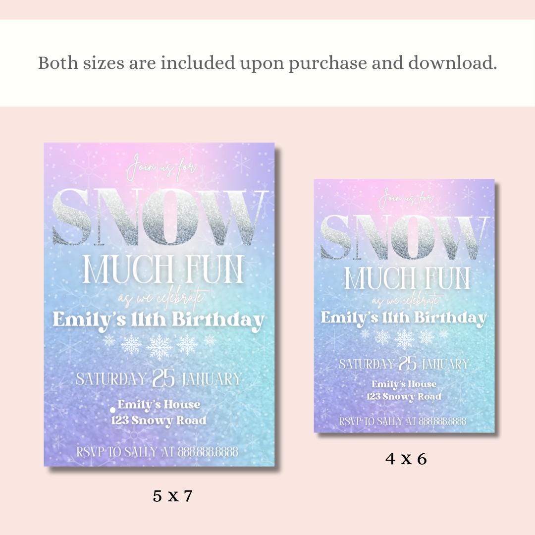 Winter Birthday Party Invitation Snow Birthday Party Snow Much Fun ...