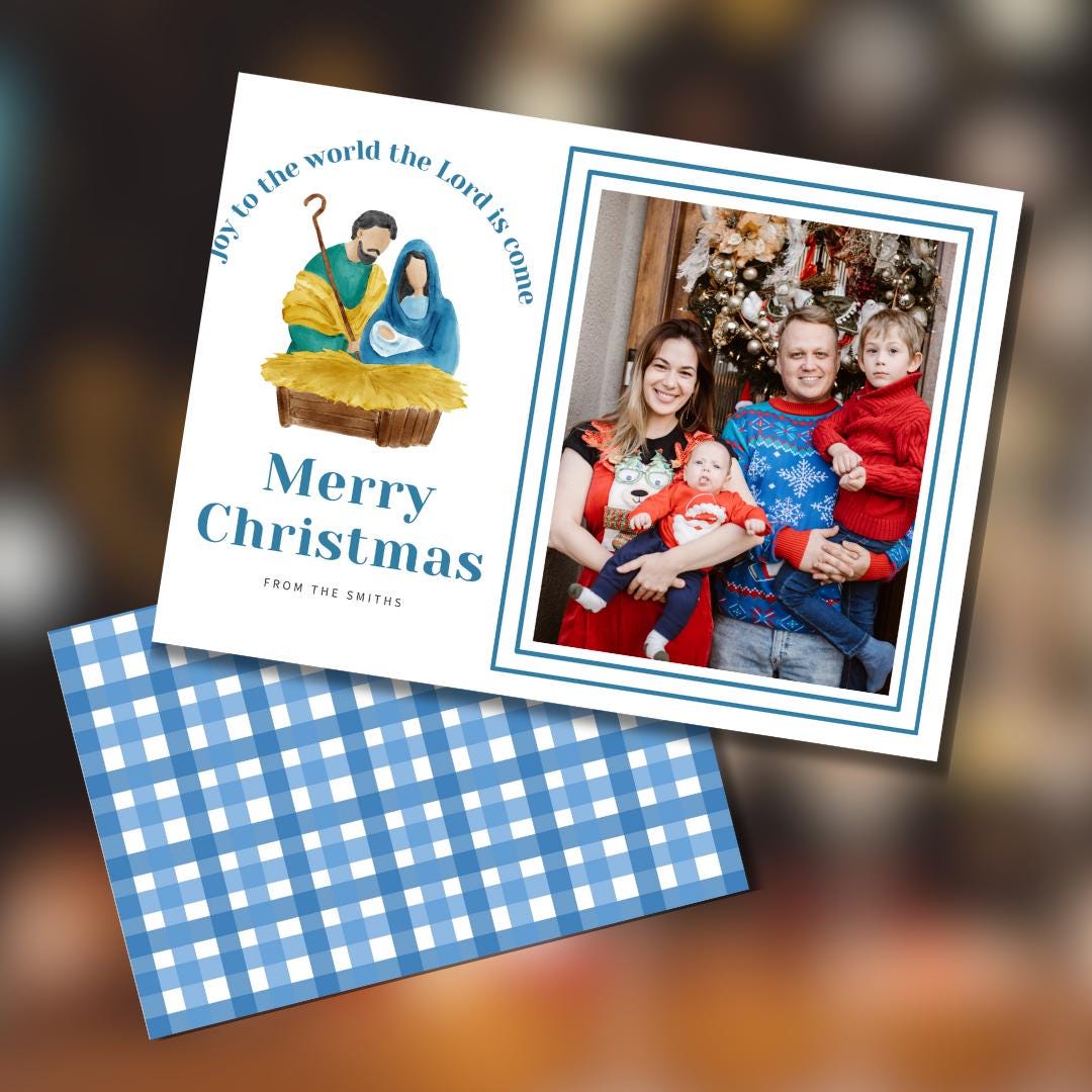 Christian Christmas Card Joy to the World Holiday Card Jesus Christmas ...