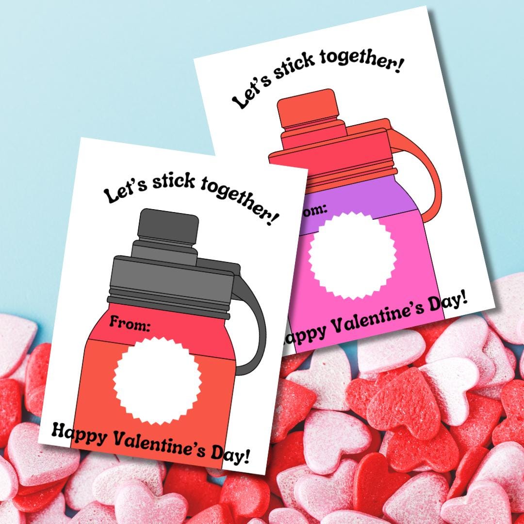 Tween Printable Classroom Valentines Day Card Stick Valentines Cute ...