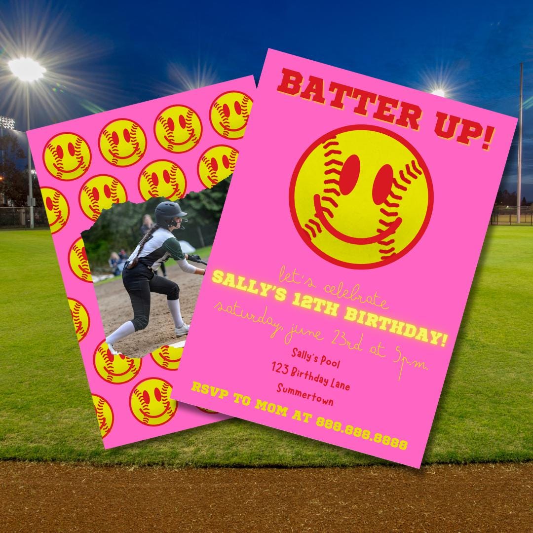 Softball Birthday Party Invitation Batter up Birthday Invitation Girls ...