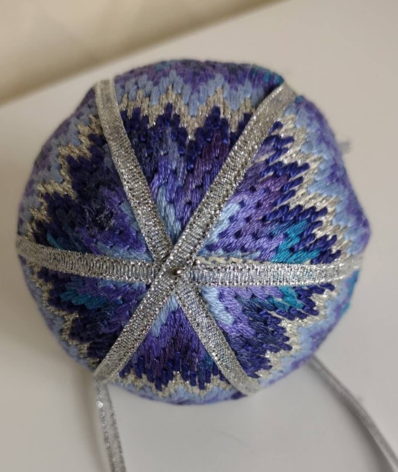 Japanese Temari Ball, Handmade, Purple & Blue, Multilayered Decorative ...