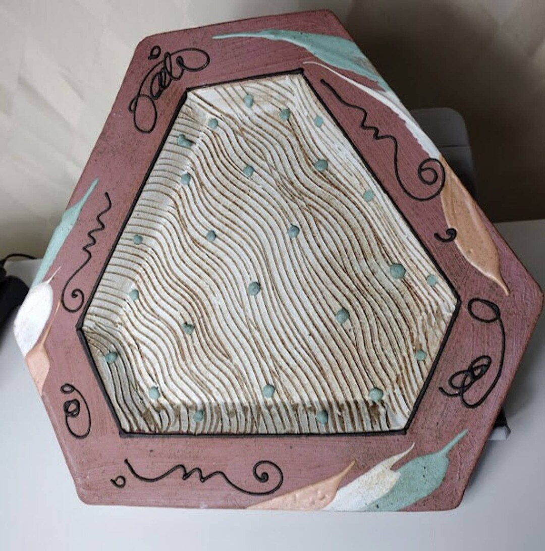 Unique Vintage Cunningham Pottery Plate With Abstract Design in Relief ...