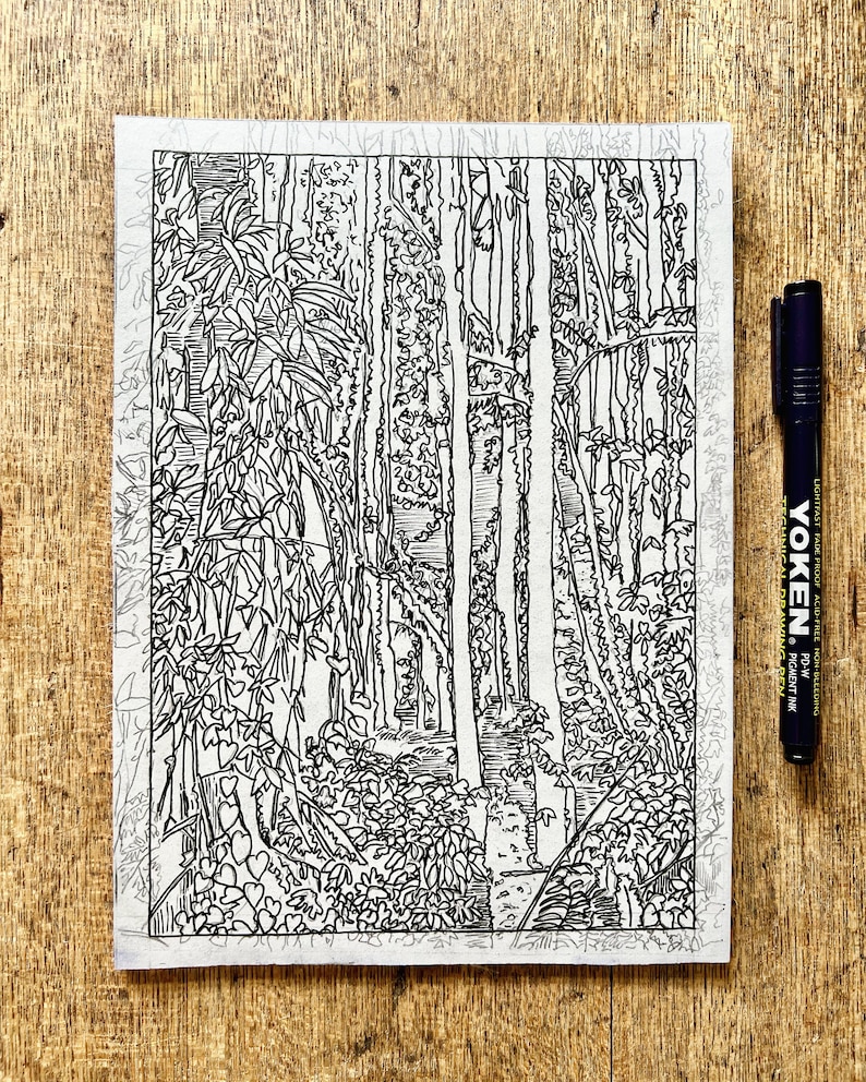 The Forest, Original Linocut Print, Hand Printed, Signed - Etsy