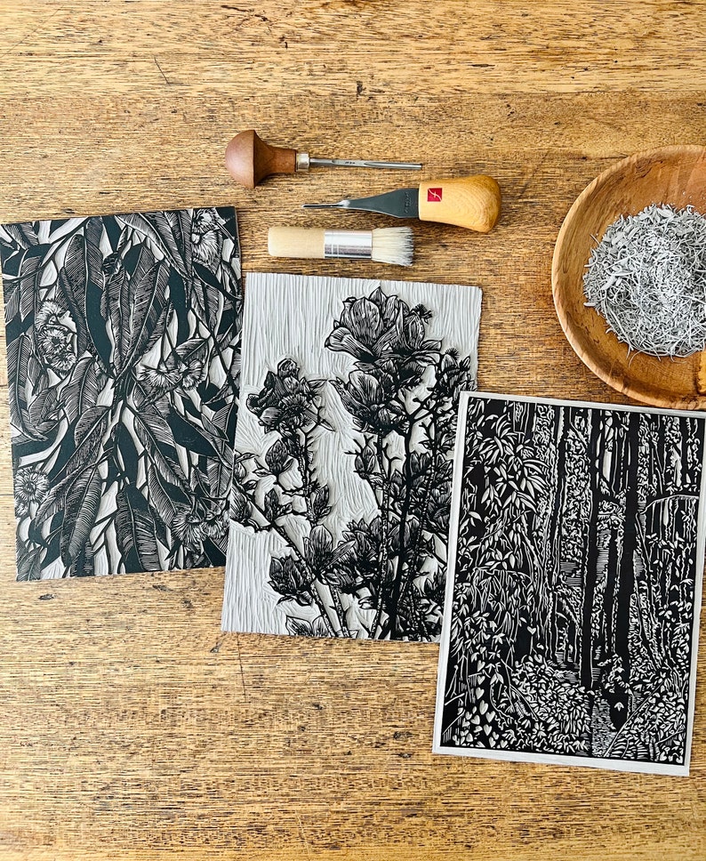 The Forest, Original Linocut Print, Hand Printed, Signed - Etsy