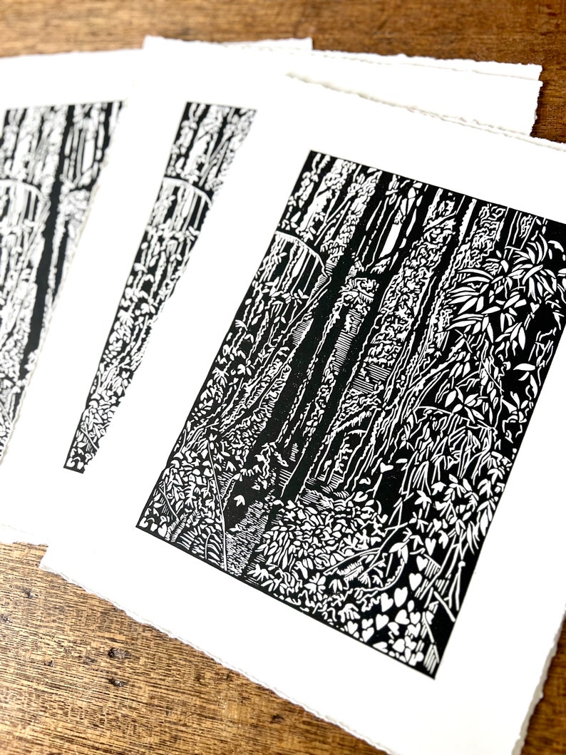 The Forest, Original Linocut Print, Hand Printed, Signed - Etsy