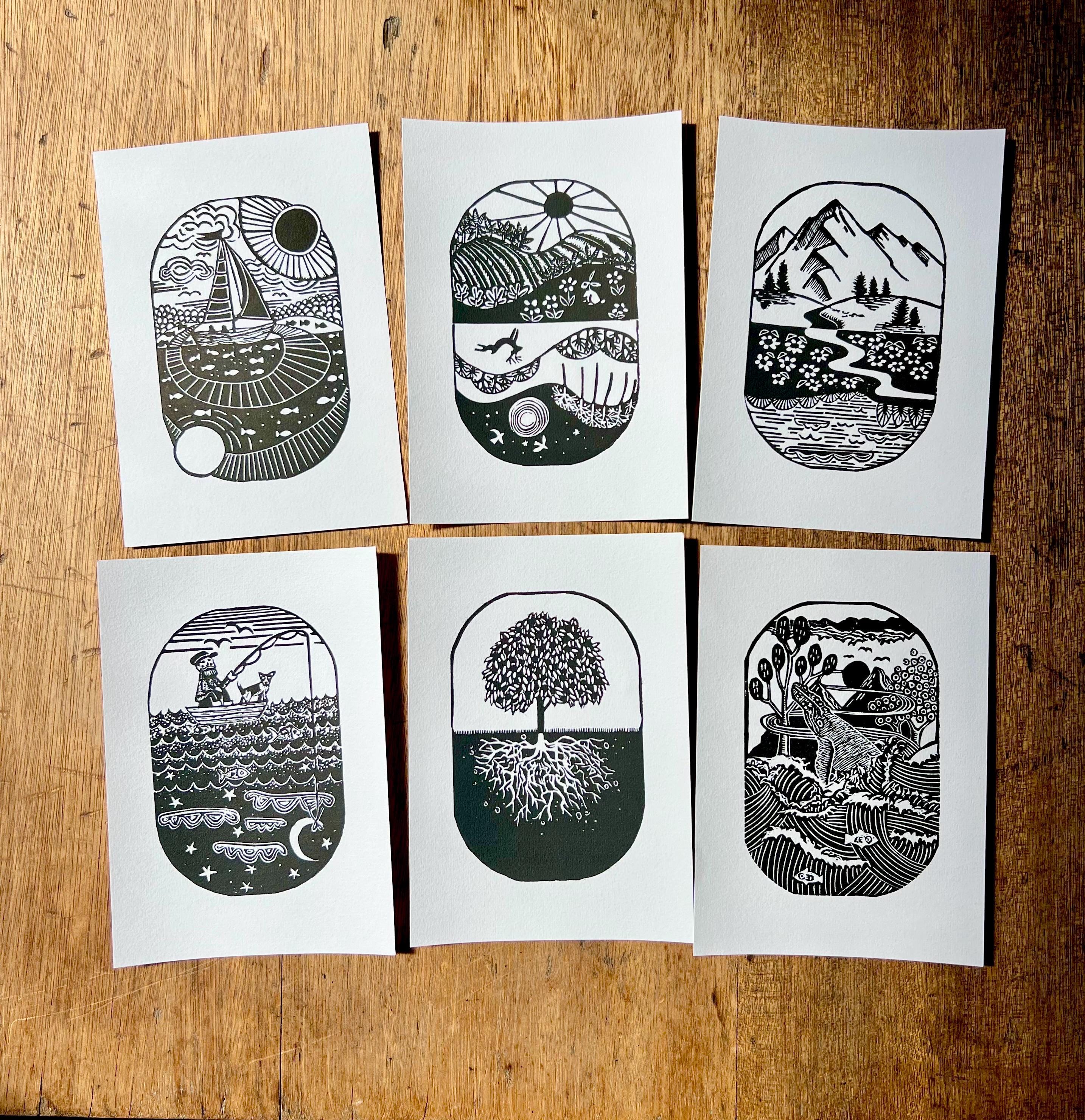 Portal Print, A5 Original Linocut Print - Etsy Australia