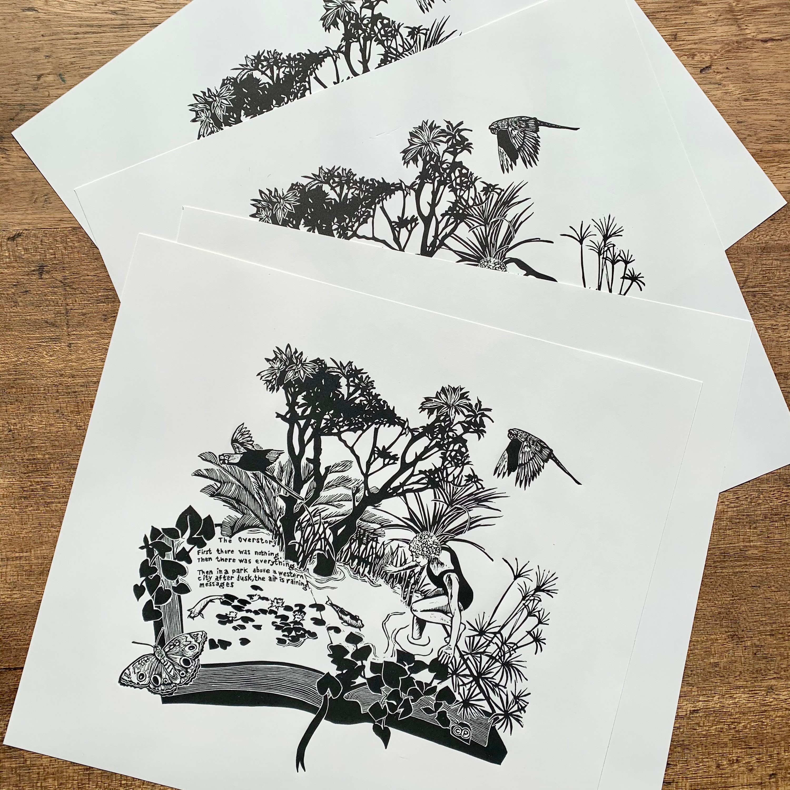 Immersive Reading Original Handcarved Linocut print Black | Etsy