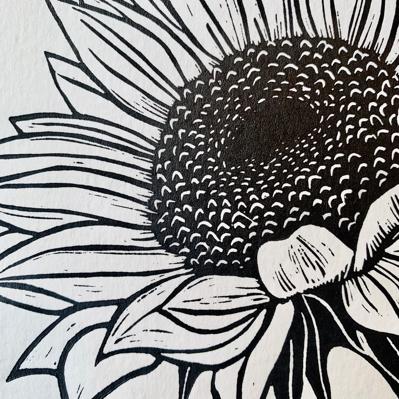 Sunflower, A5 Original Linocut Print - Etsy