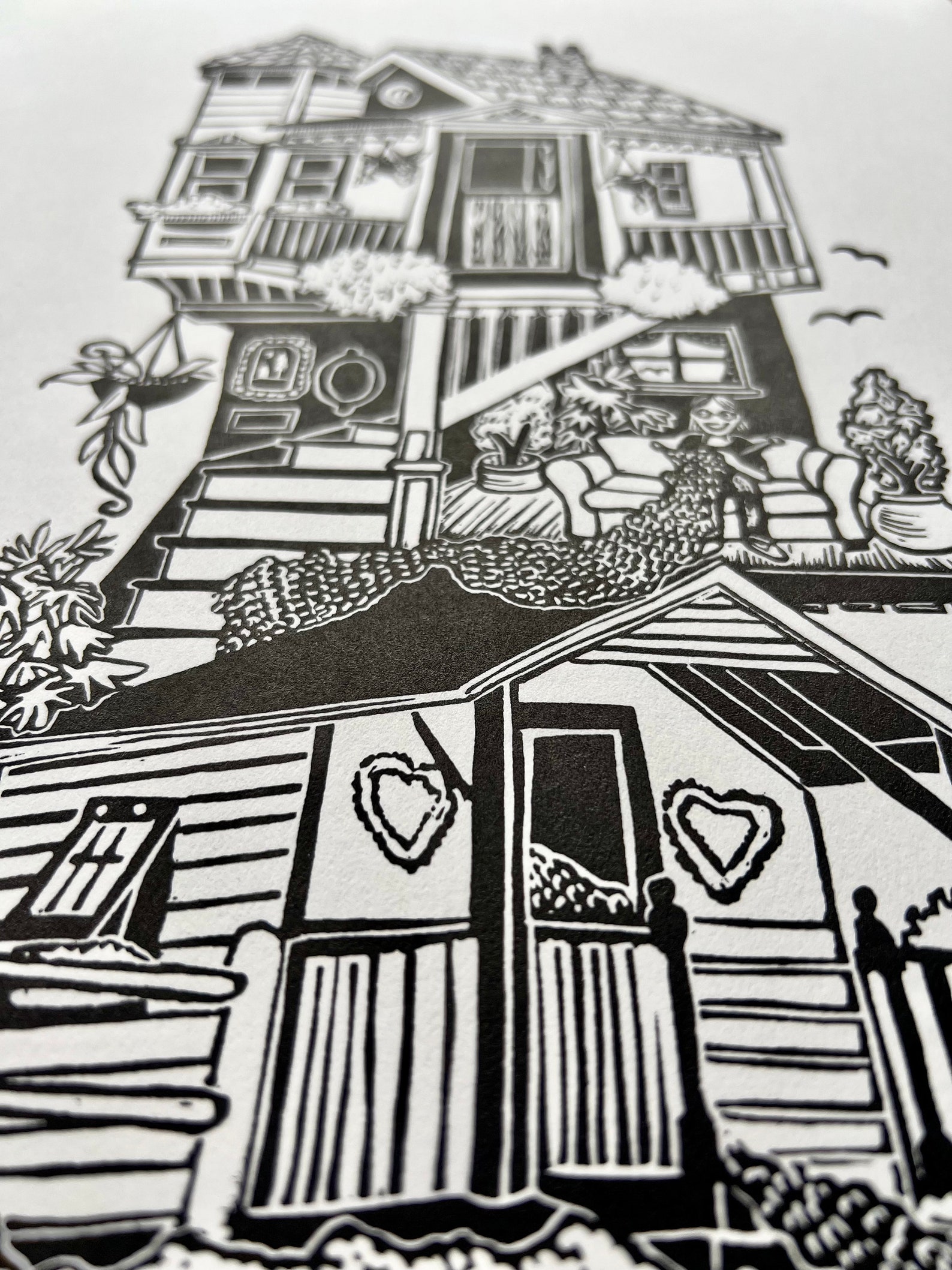 The Knitting House, Original Linocut Print, Hand Printed, Signed - Etsy