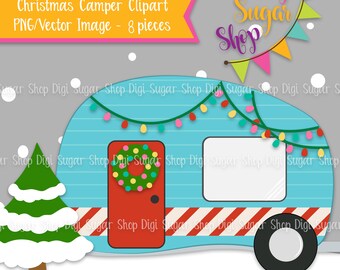 Christmas Camper Clipart - Etsy