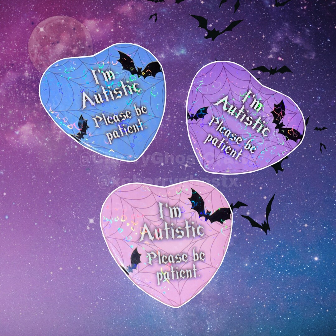 I'm Autistic Goth Heart Shape Button - Etsy