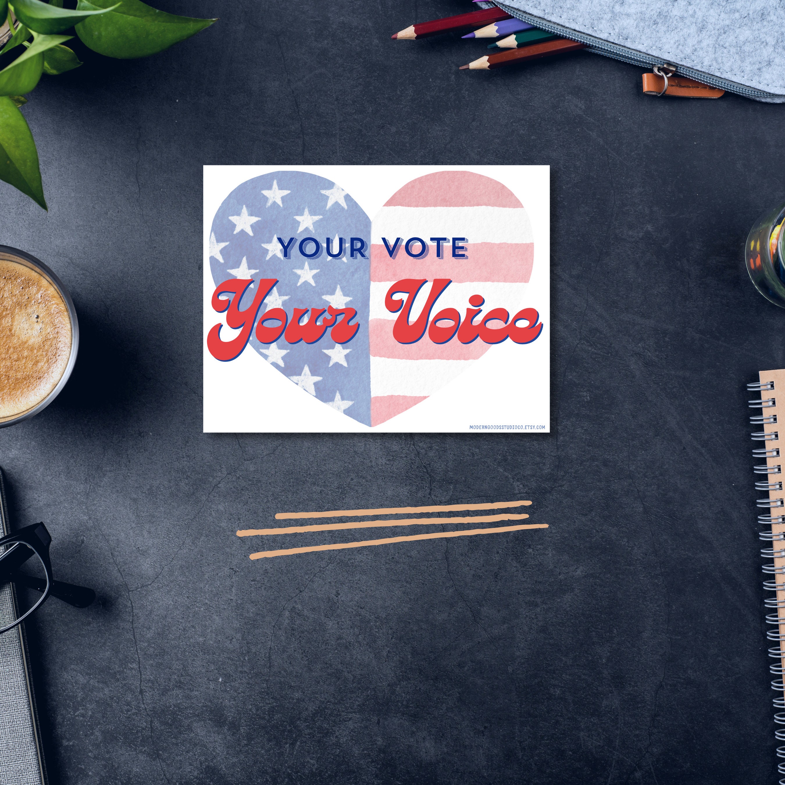 Your Vote Your Voice Postcards 100 Vote Encouragement Postcards - Red ...